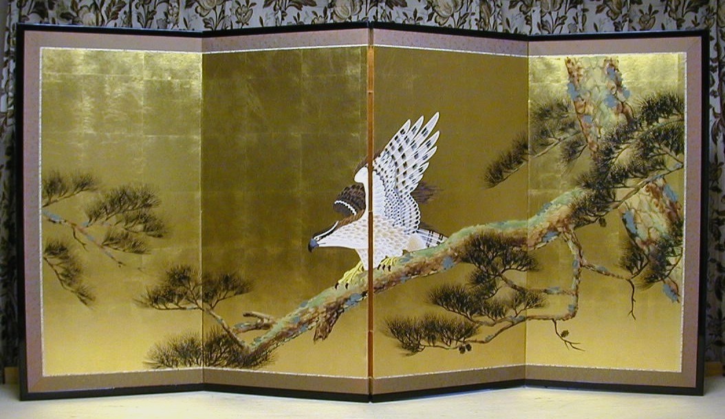Japanese screen, Japanese folding screen, gold screen, Byobu